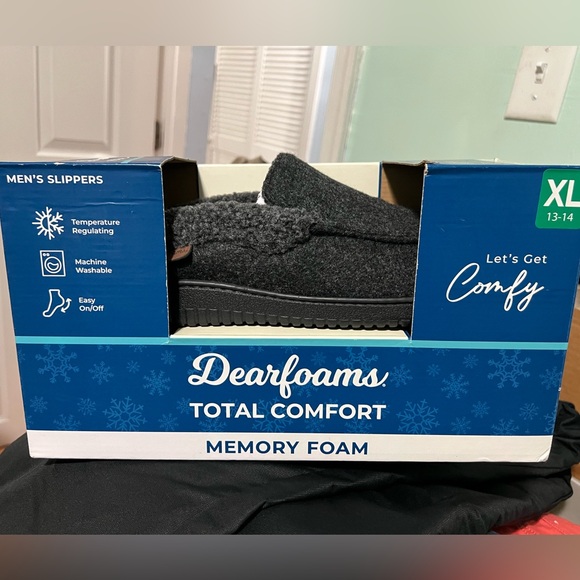 dearfoams | Shoes | Dearfoams Charcoal Comfy Mens Slippers | Poshmark